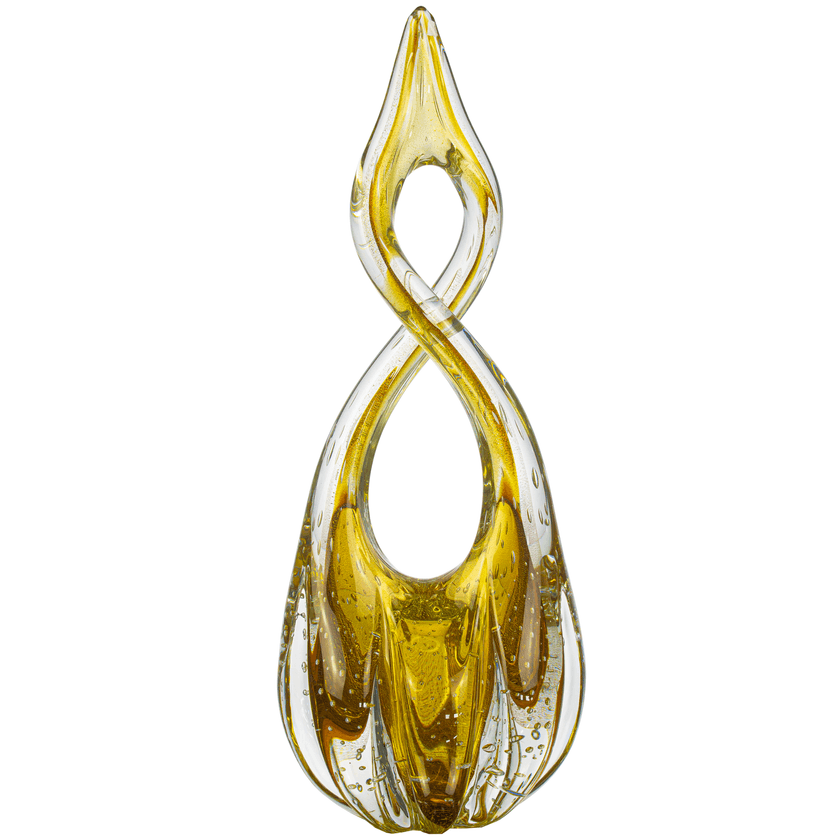 Escultura Murano Infinity G Escultura Murano Infinity Ambar com Ouro 24k