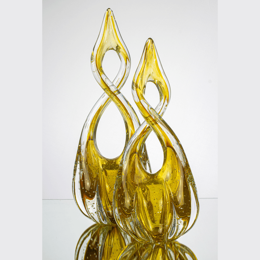 Escultura Murano Infinity M Escultura Murano Infinity Ambar com Ouro 24k