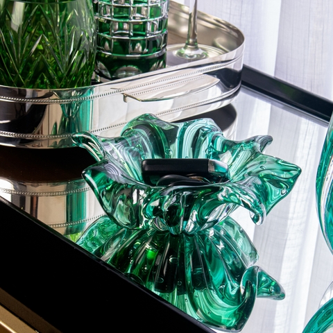 Cachepot Murano Camélia Muranos Verde Folha