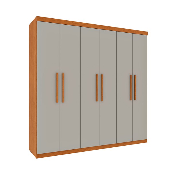 Guarda-Roupa Casal Lagos 6 Portas 4 Gavetas Cinamomo/Off White - Tcil Móveis