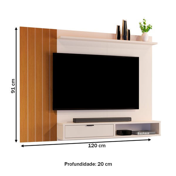 Painel para TV Até 40 Polegadas Jb 5001 1 Porta Off White/Nature - Jb Bechara