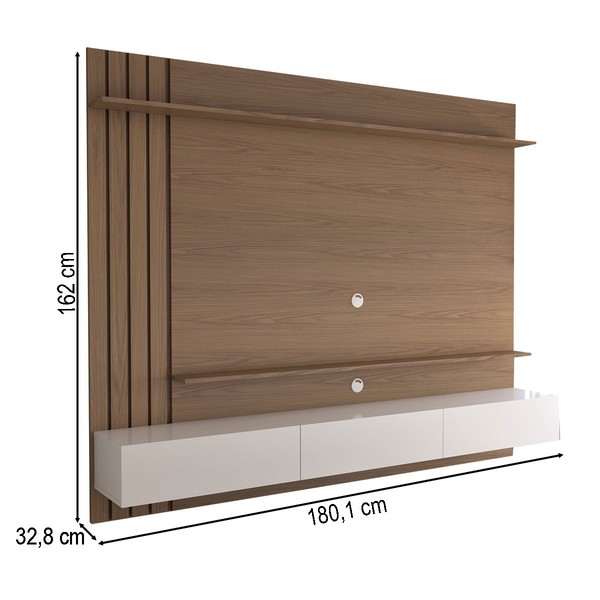 Painel para TV Até 70 Polegadas Christiania 3 Portas Ripado Amêndoa/Off ...