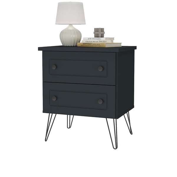 Mesa de Cabeceira Fort 2 Gavetas 100% Mdf Grafite - Manbel