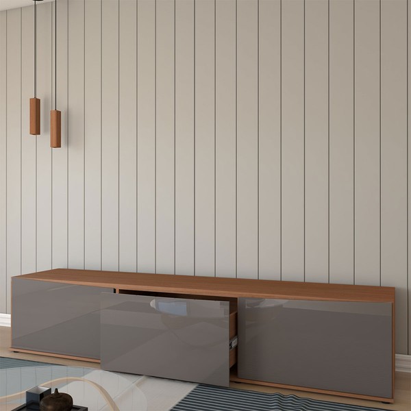 Rack para TV Até 60 Polegadas Soul 1,80 2 Portas 1 Gaveta Noce/Cinza Perola - Panorama Móveis