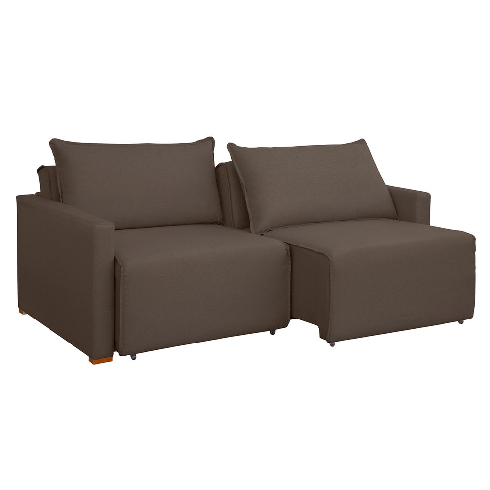 Sofá Cama 3 Lugares Júlia Retrátil e Reclinável Veludo/Marrom - Celflex