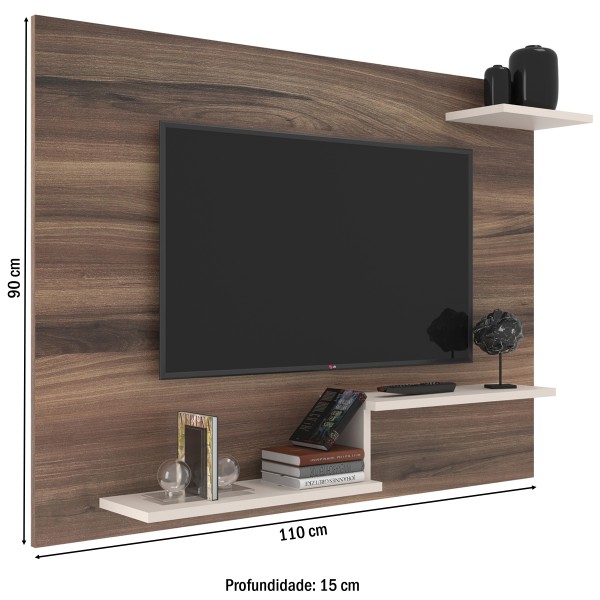 Painel para TV Até 43 Polegadas Denver 3 Prateleiras Nogueira/Off White ...
