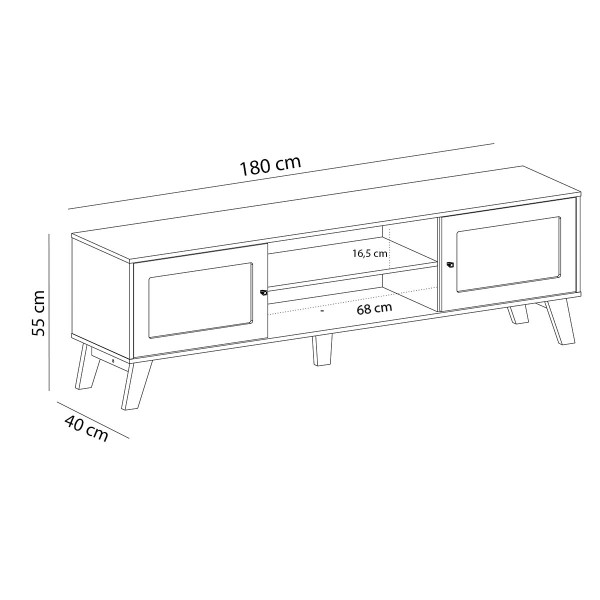 Rack para TV Até 75 Polegadas Charlotte 2 Portas Carvalho/Menta ...