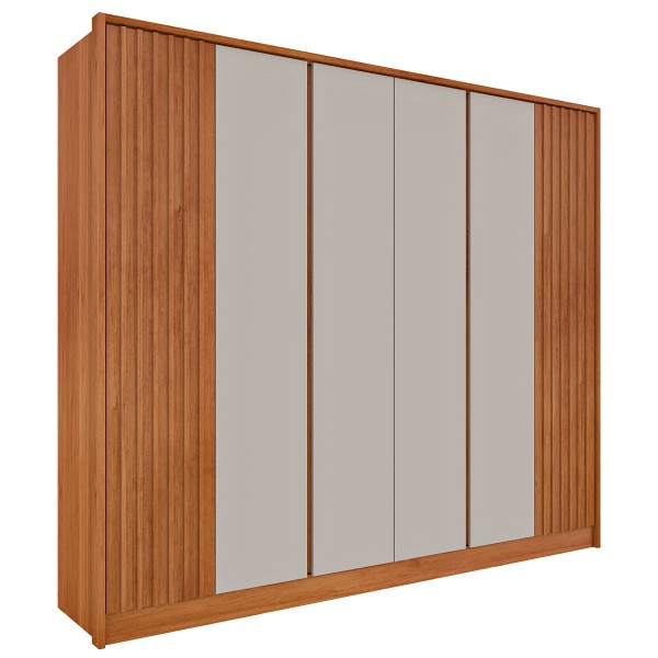 Guarda-Roupa Casal Barcelona 6 Portas 6 Gavetas Ripado Cinamomo/Off White - Tcil Móveis