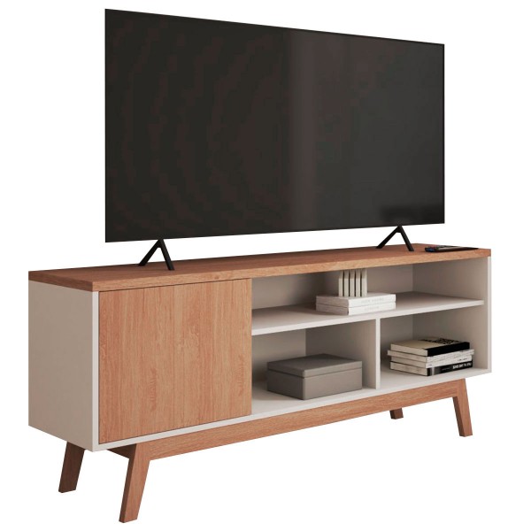 Rack para TV Até 50 Polegadas Trento 1 Porta Off White/Nature ...