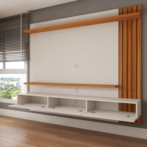 Painel para TV Até 70 Polegadas Christiania Ripado Cinamomo/Off White - Panorama Móveis